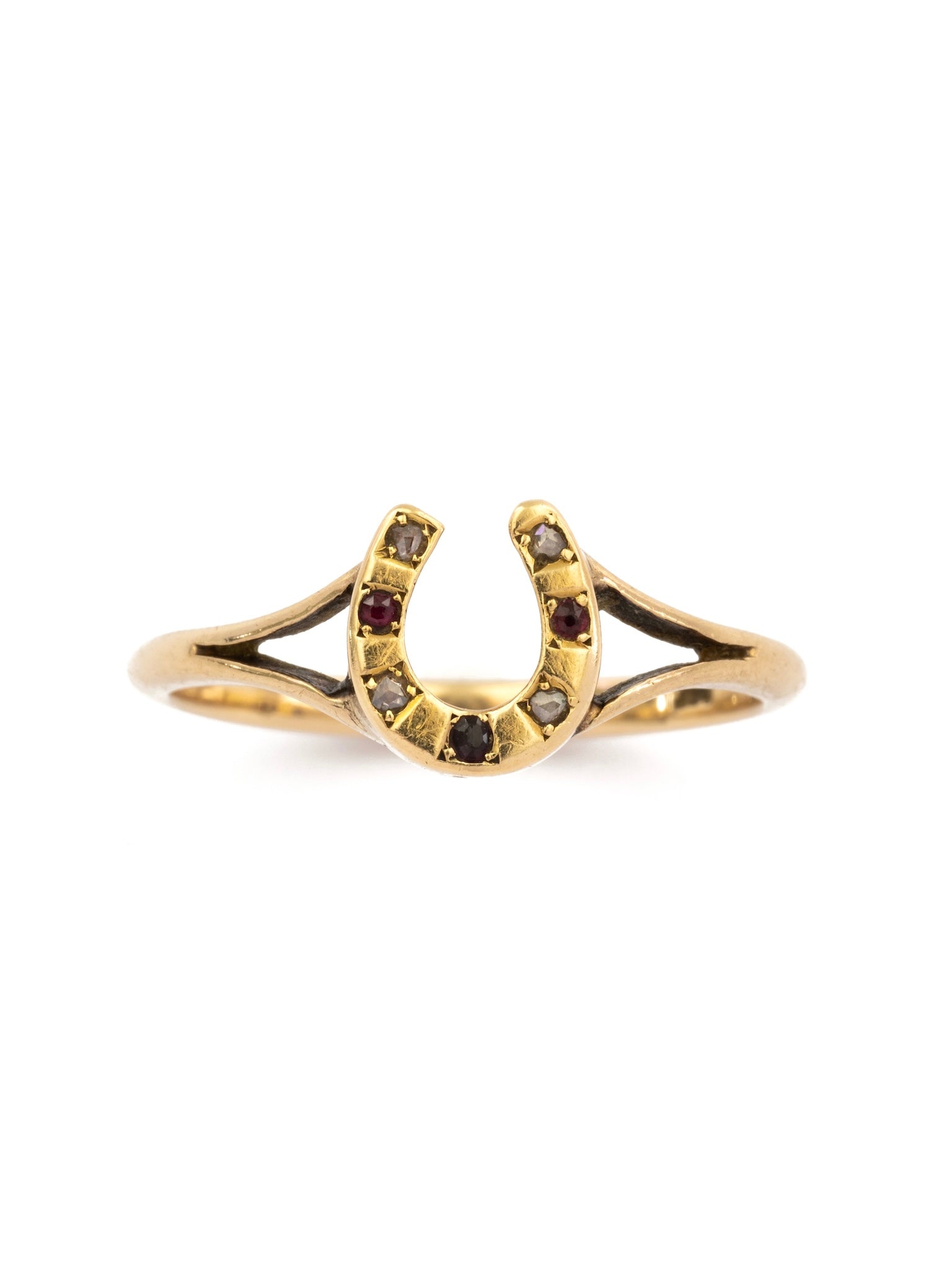 Antique Diamond & Ruby Horseshoe Ring